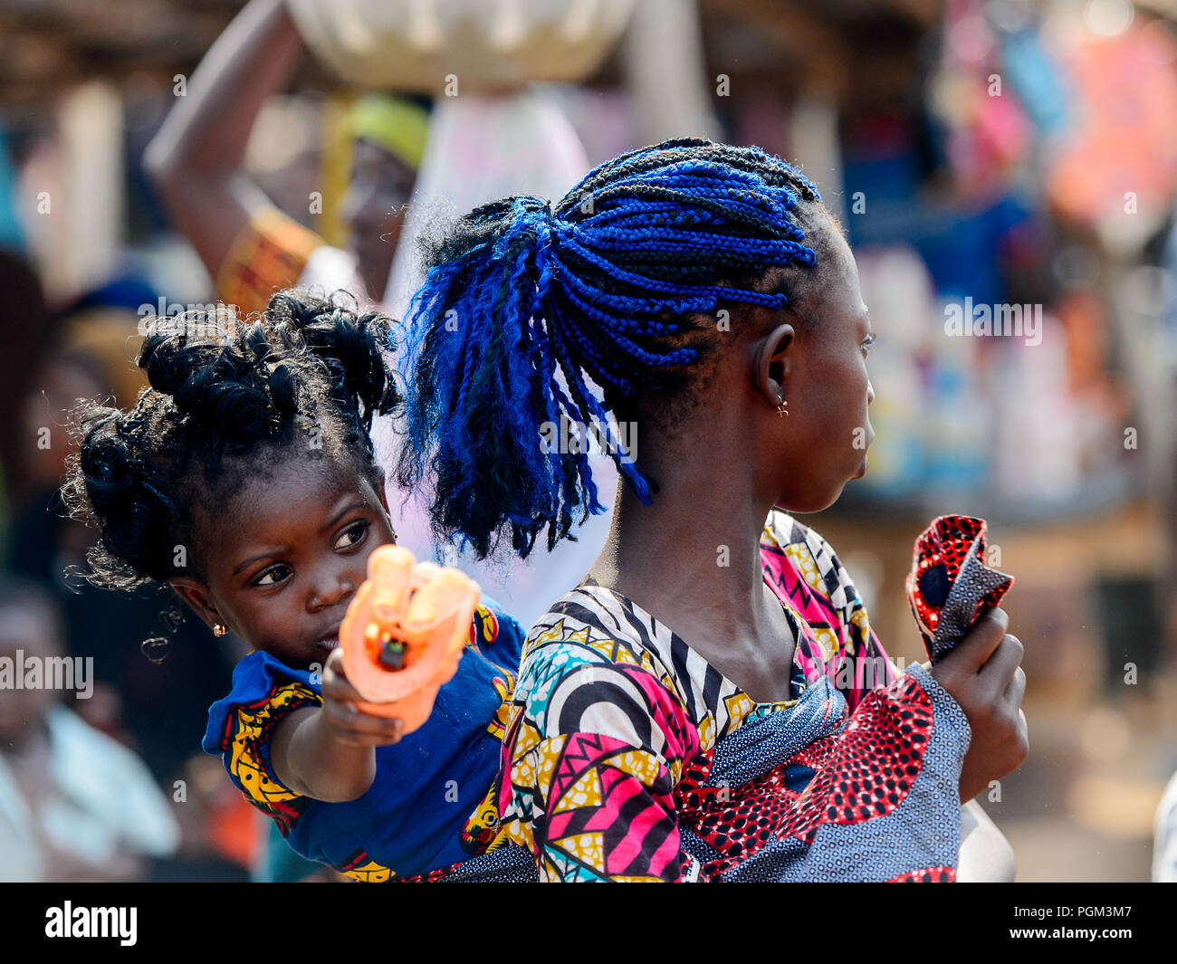 BOHICON, BENIN - JAN 12, 2017: Unidentified Beninese woman with braids ...