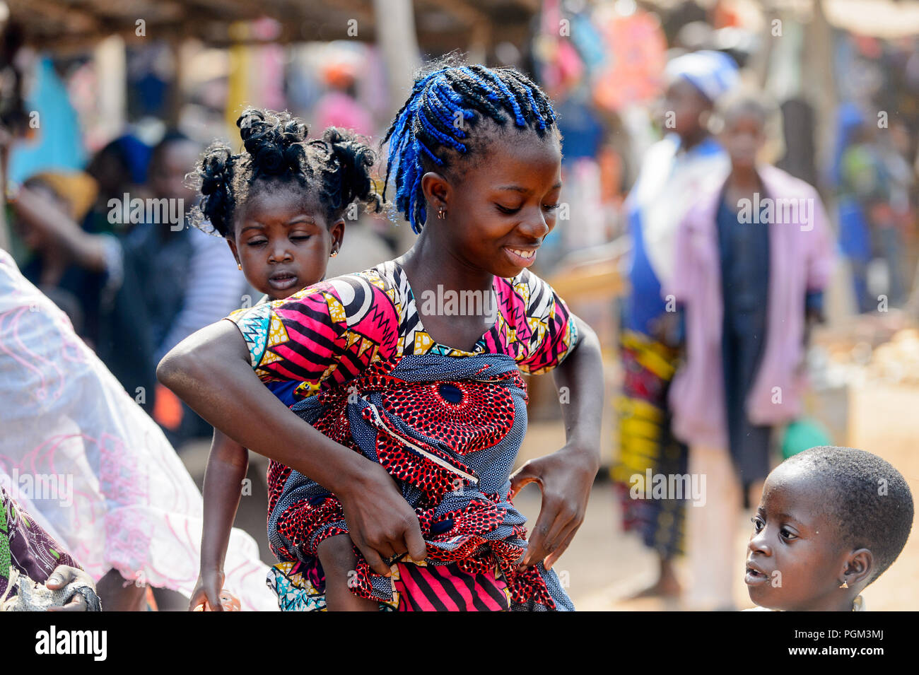 BOHICON, BENIN - JAN 12, 2017: Unidentified Beninese woman with braids ...