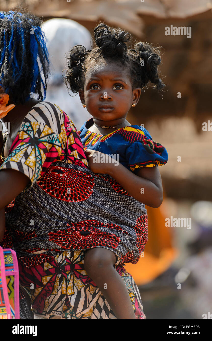 BOHICON, BENIN - JAN 12, 2017: Unidentified Beninese little curly girl ...