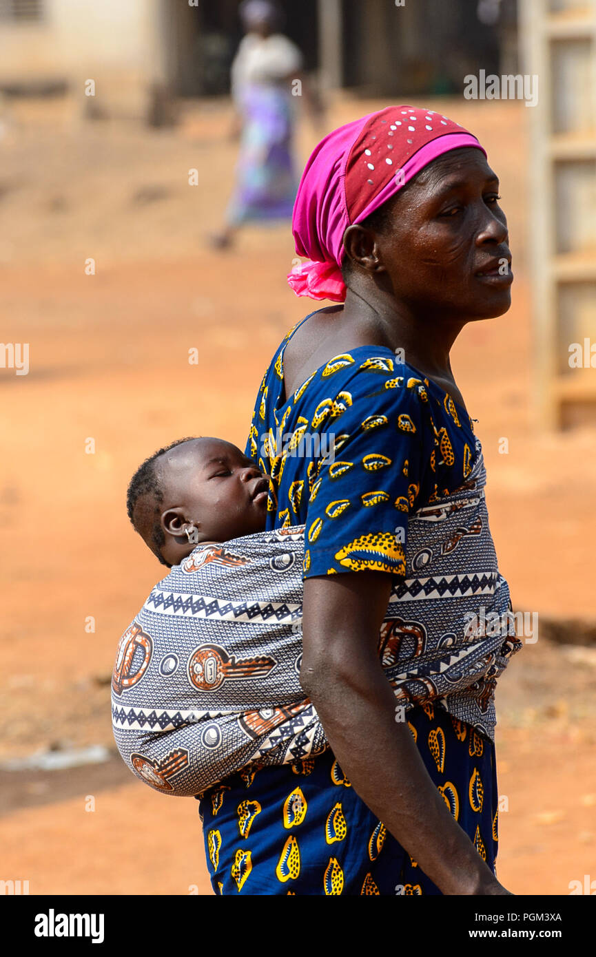 BOHICON, BENIN - JAN 12, 2017: Unidentified Beninese woman in colored ...