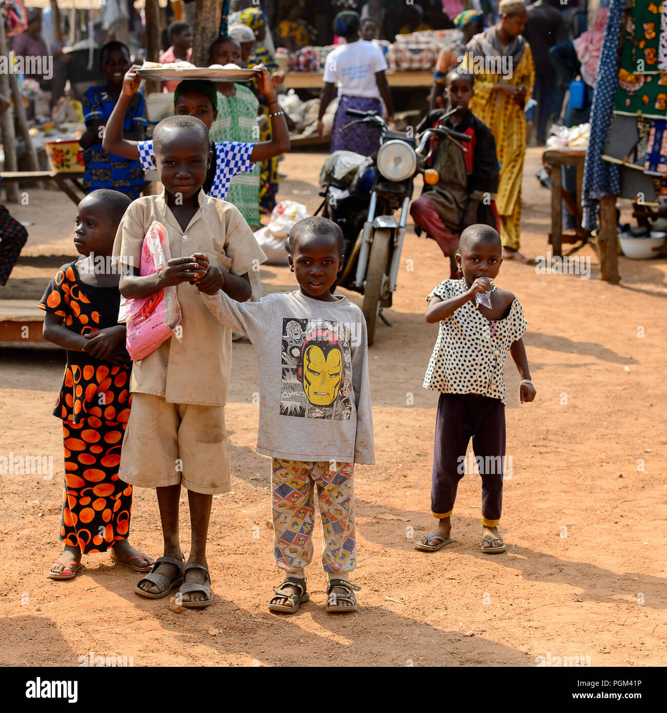 BOHICON, BENIN - JAN 12, 2017: Unidentified Beninese children gather ...