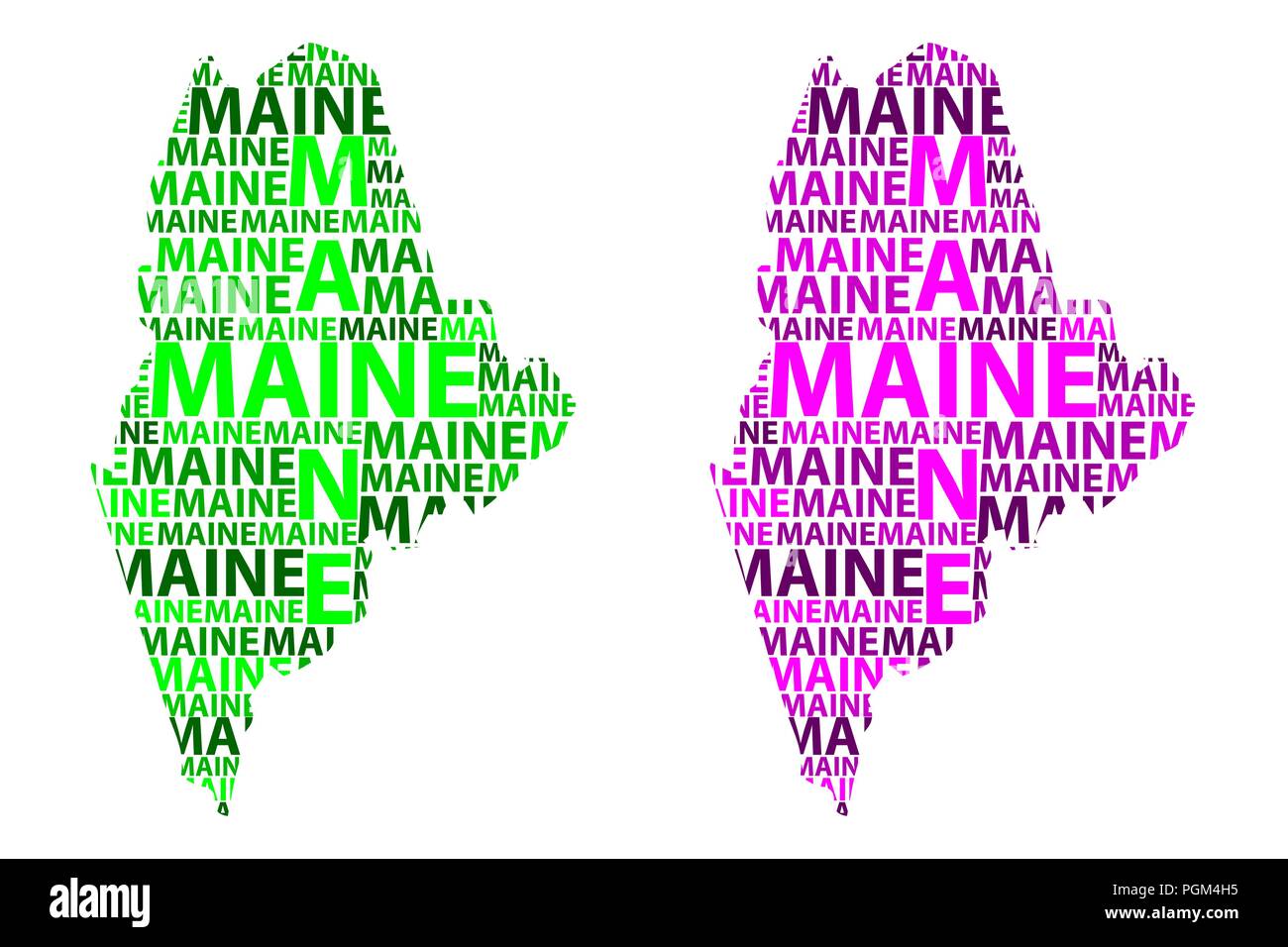 Sketch Maine (United States of America) letter text map, Maine map - in ...