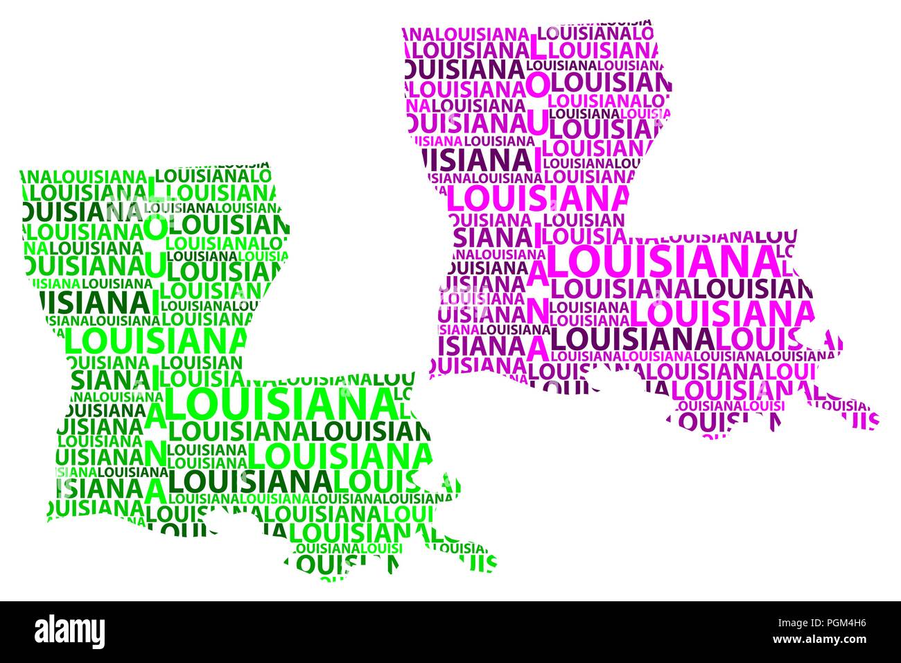 Sketch Louisiana (United States of America, Pelican State) letter text ...