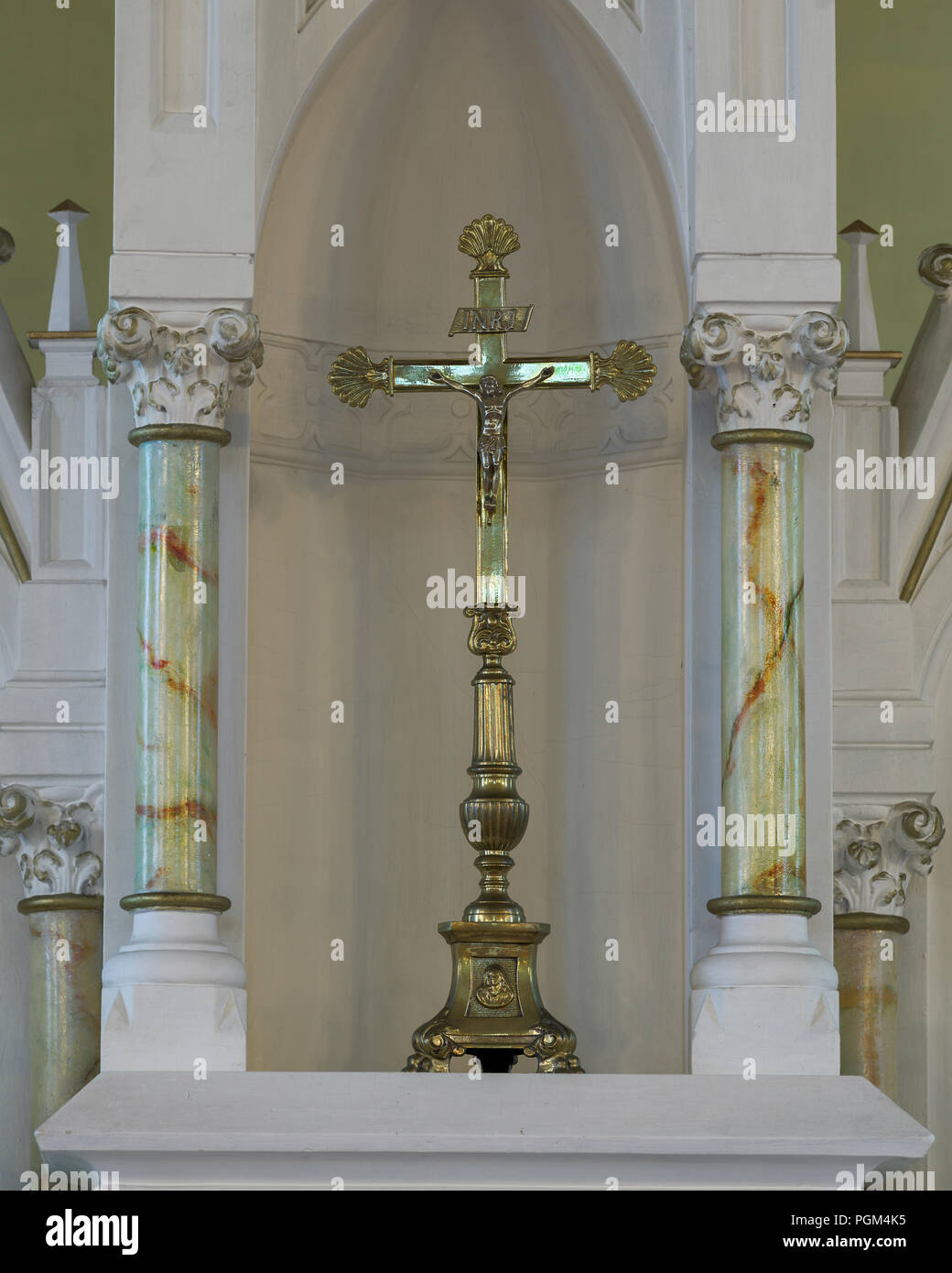 Brass cross inside the St. Peter's Roman Catholic Church on Cabot Trail ...