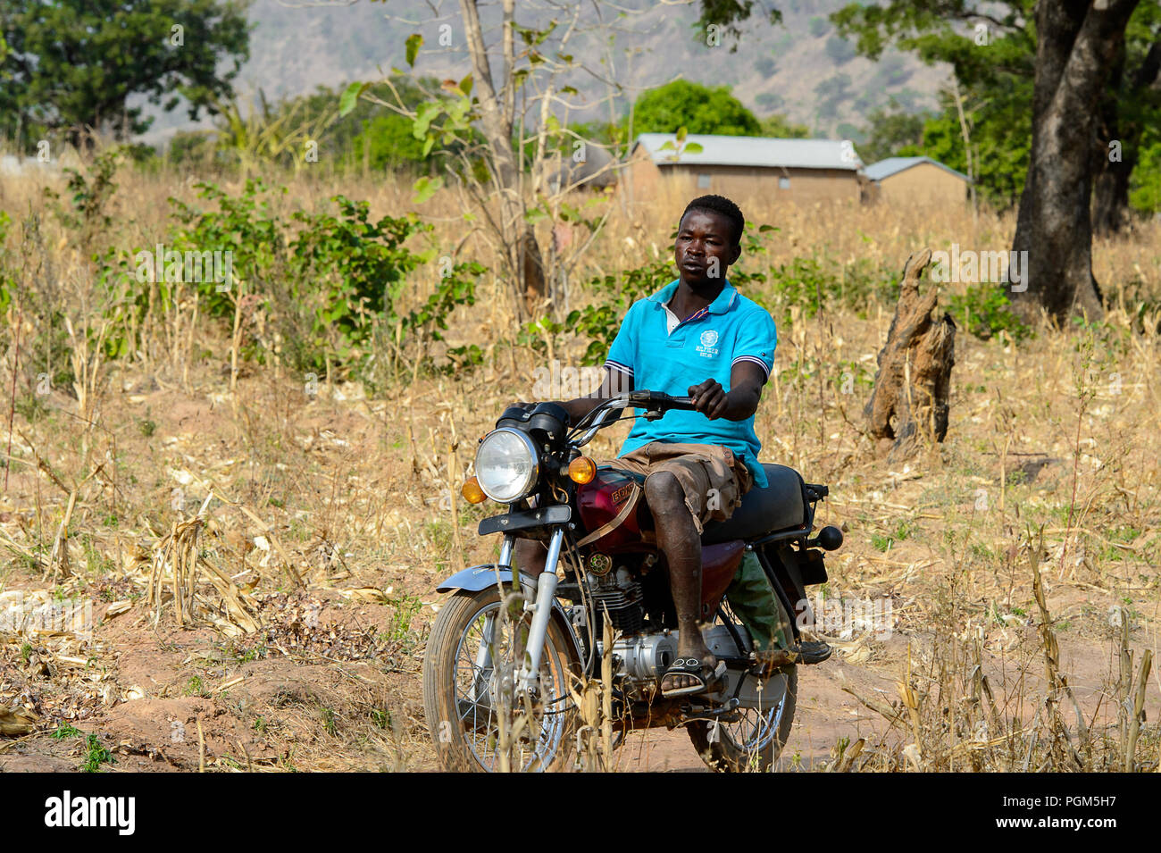 KOUTAMMAKOU, TOGO - JAN 13, 2017: Unidentified Togolese man in blue ...