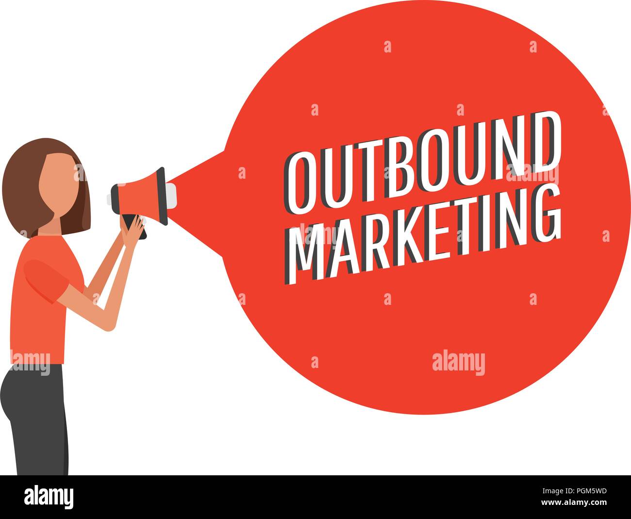 Outbound marketing. Megaphone label. Banner for business, marketing and ...
