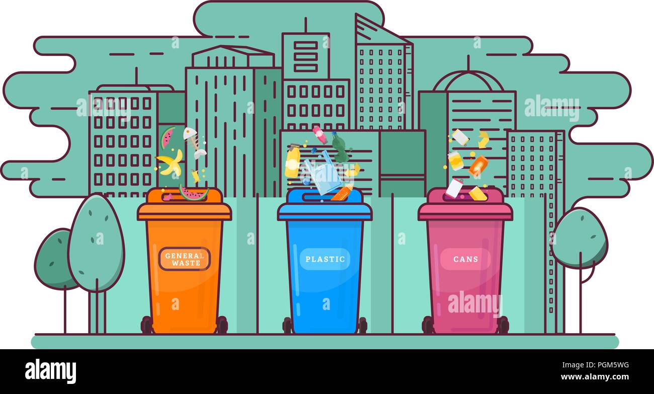 Concept of garbage sorting and garbage recycling Stock Vector Image ...