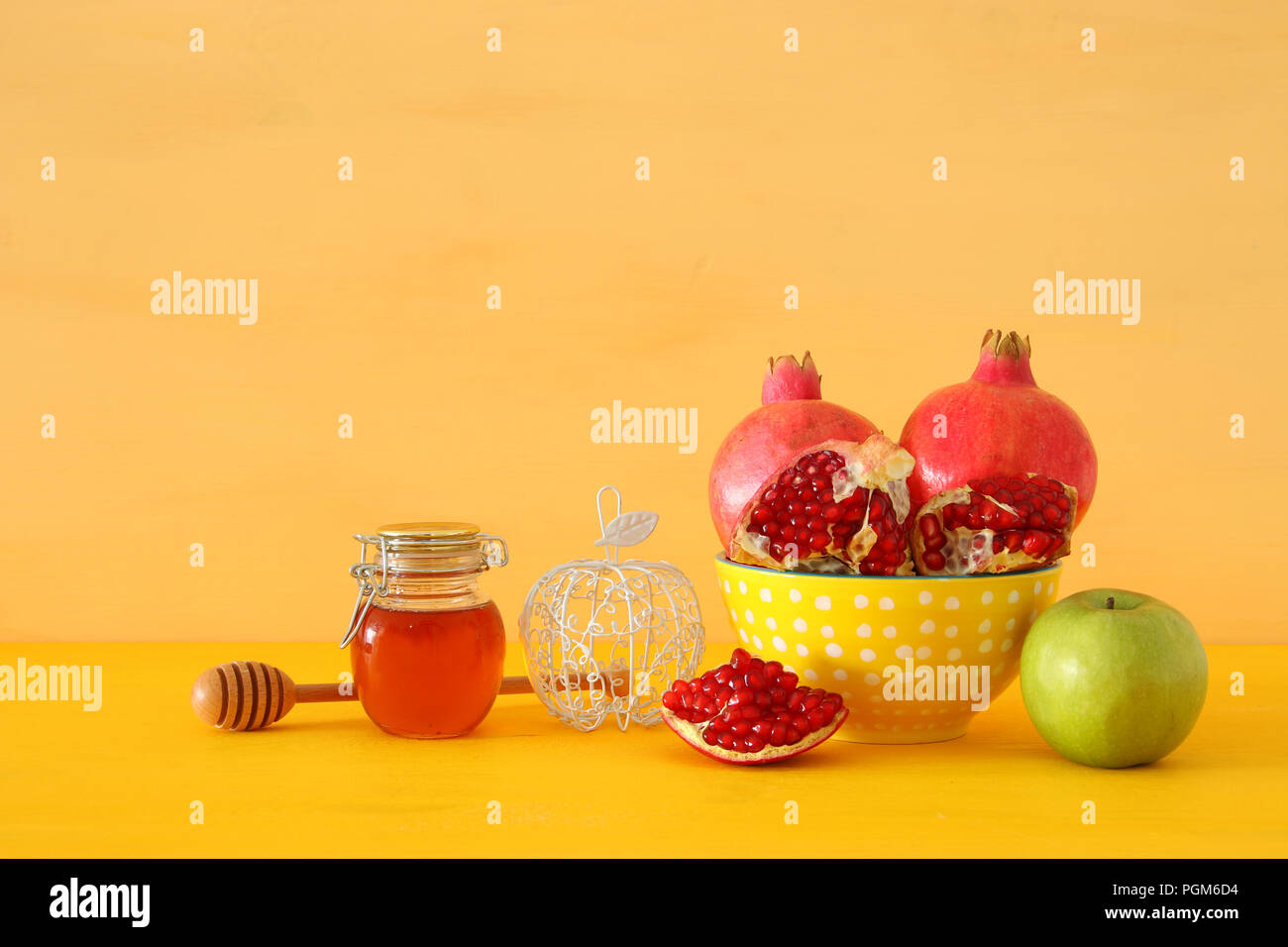 Rosh hashanah (jewish New Year holiday) concept. Traditional symbols ...