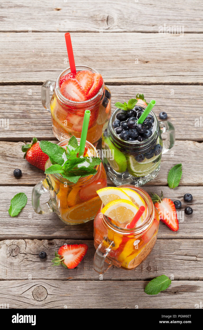 Fresh lemonade jar with summer fruits and berries Stock Photo - Alamy