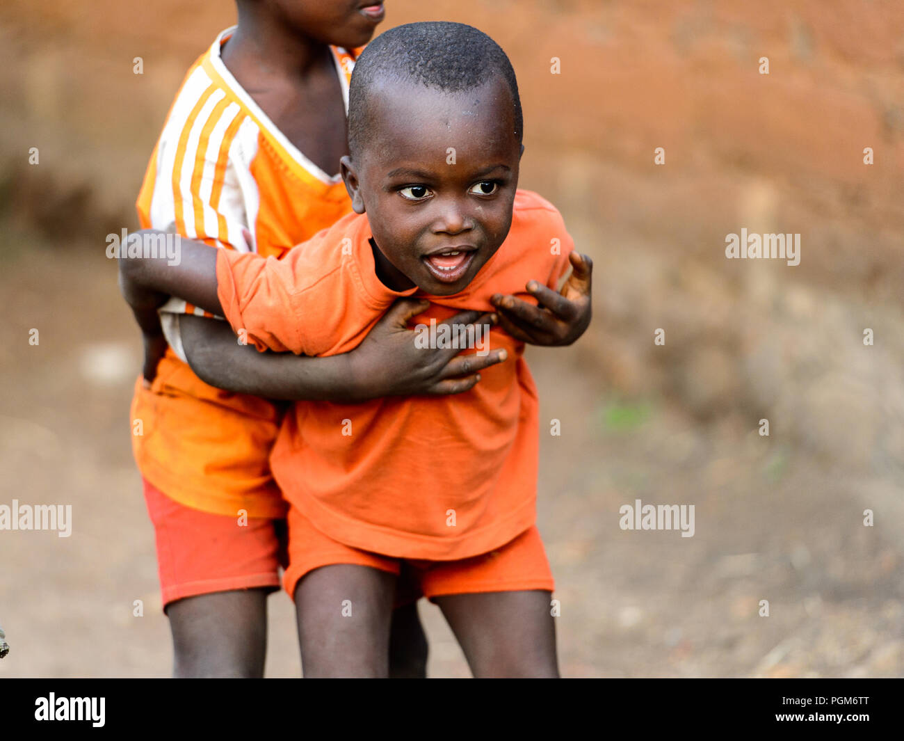 MASSIF KABYE, TOGO - JAN 13, 2017: Unidentified Togolese little boys ...