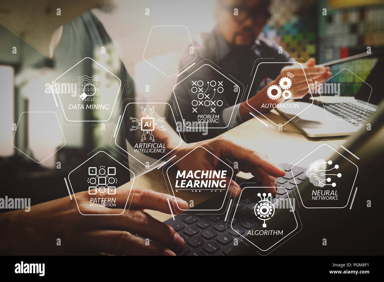 Machine learning technology diagram with artificial intelligence (AI ...