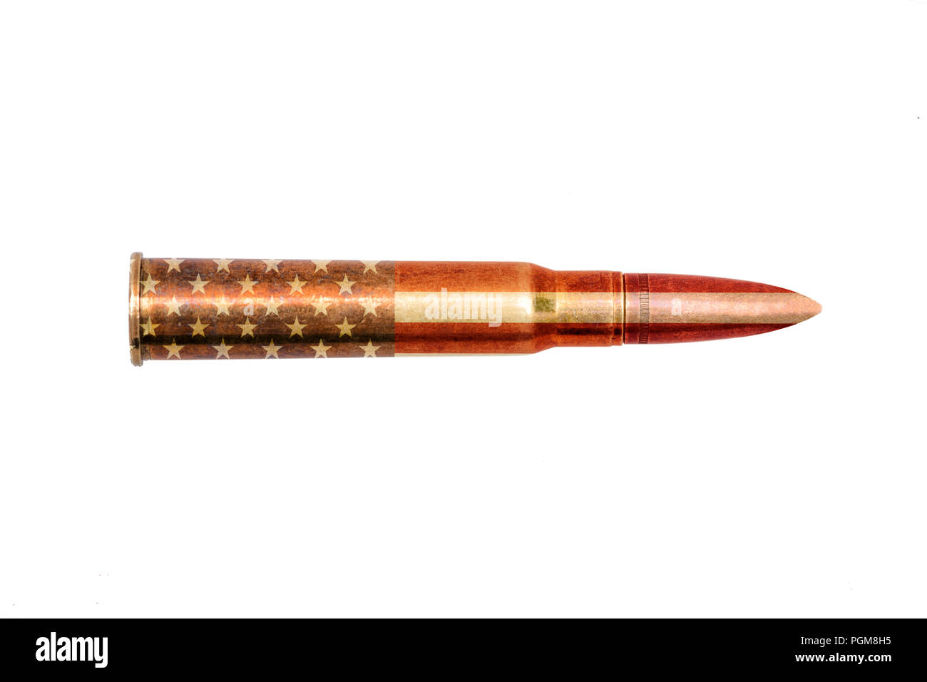 long range bullet painted with american flag isolated on white ...