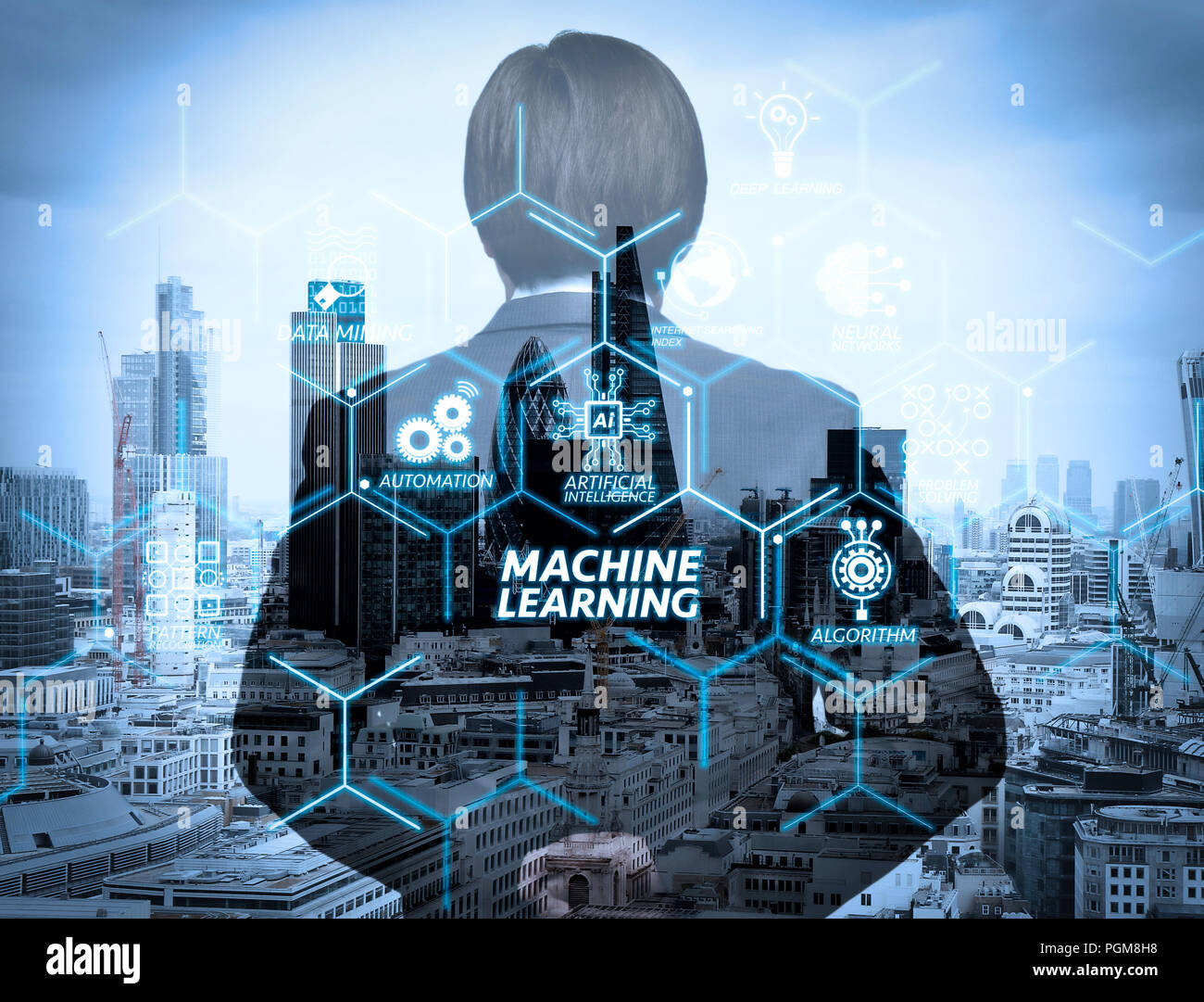 Machine learning technology diagram with artificial intelligence (AI ...