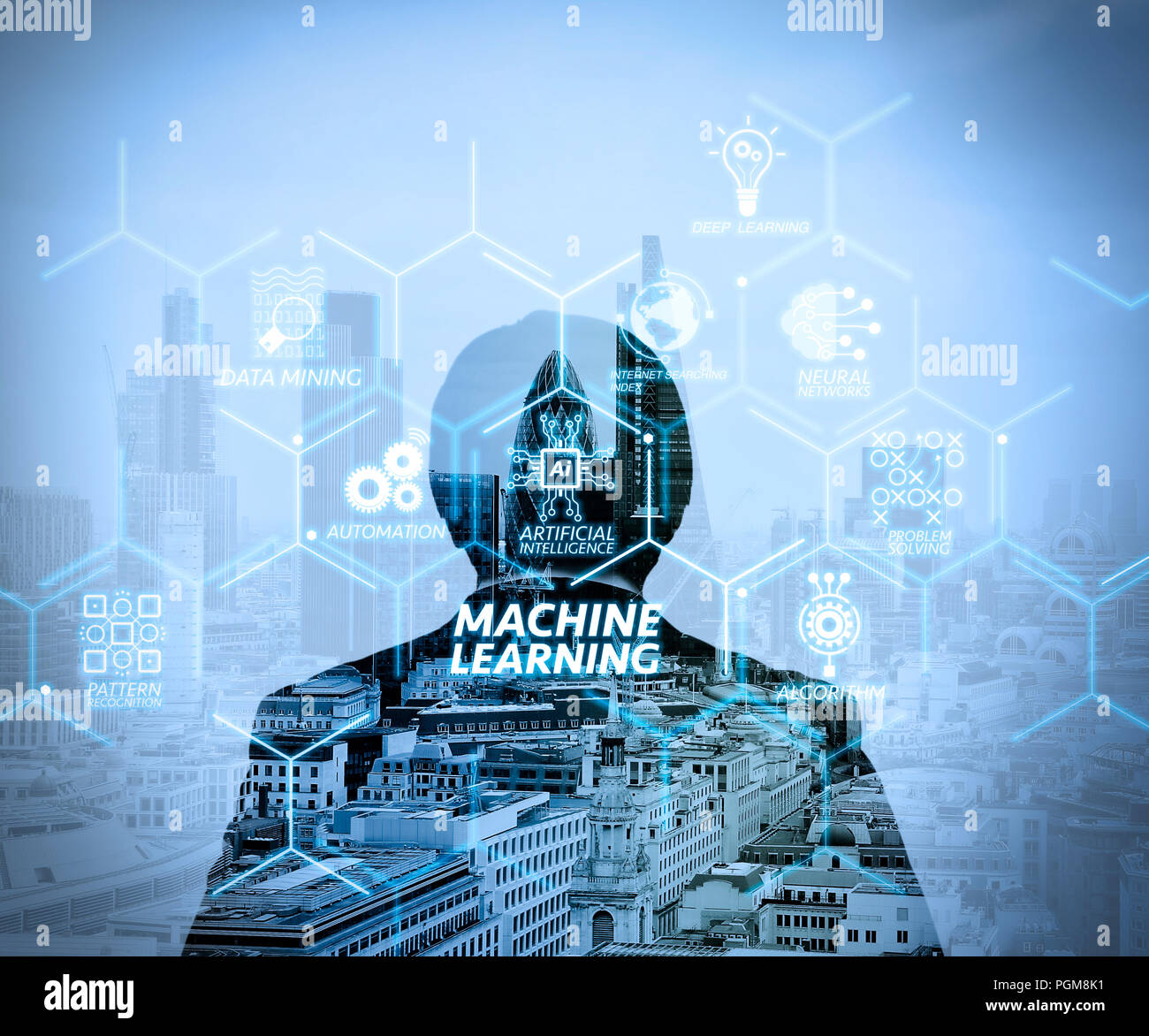Machine learning technology diagram with artificial intelligence (AI ...