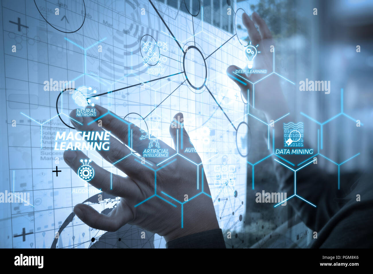 Machine learning technology diagram with artificial intelligence (AI ...