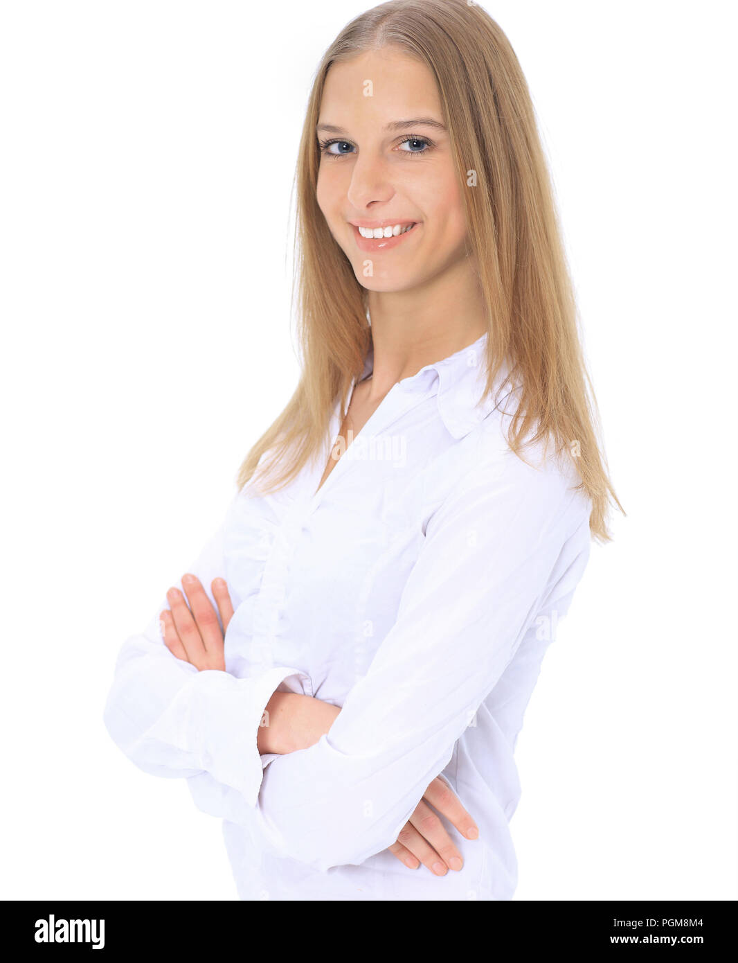 Good business woman in isolated white background Stock Photo - Alamy