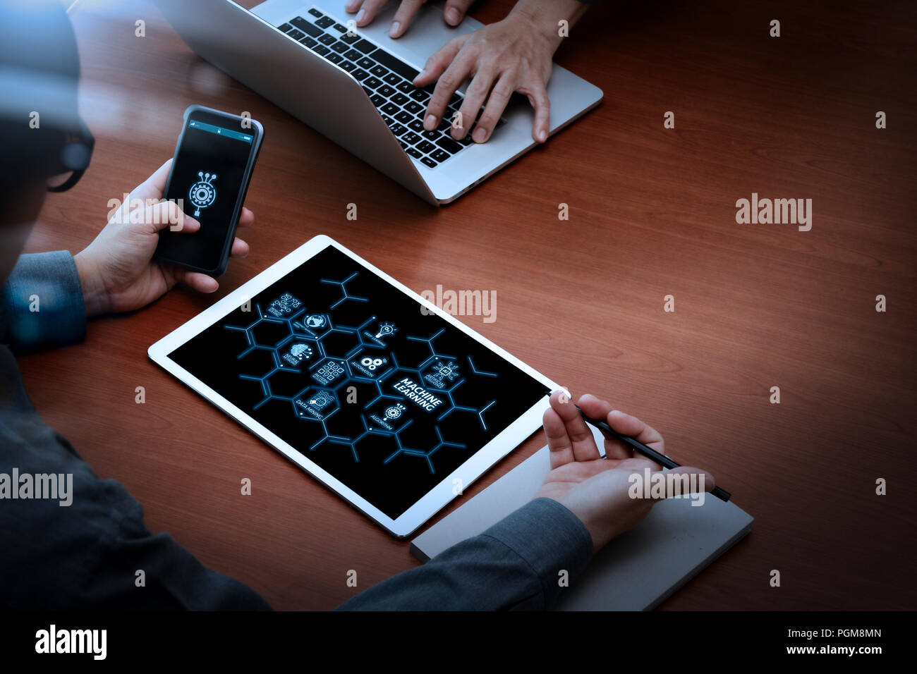 Machine learning technology diagram with artificial intelligence (AI ...