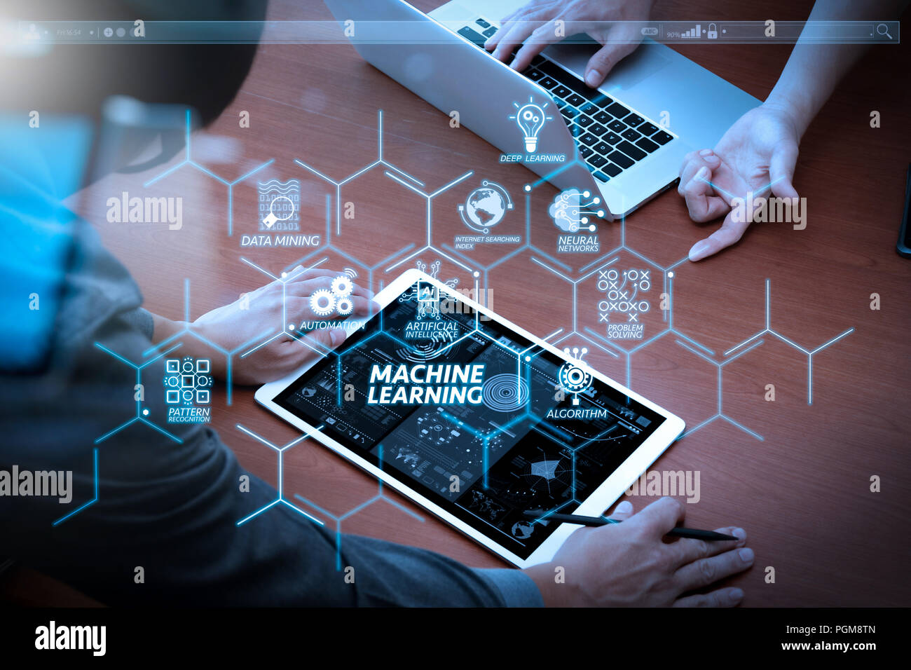 Machine learning technology diagram with artificial intelligence (AI ...