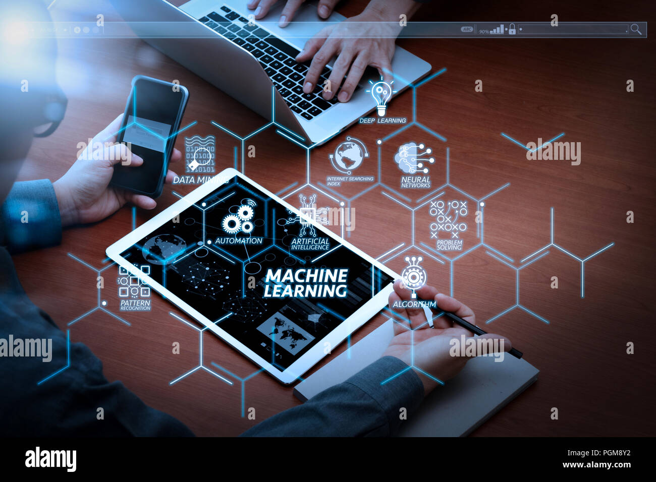 Machine learning technology diagram with artificial intelligence (AI ...