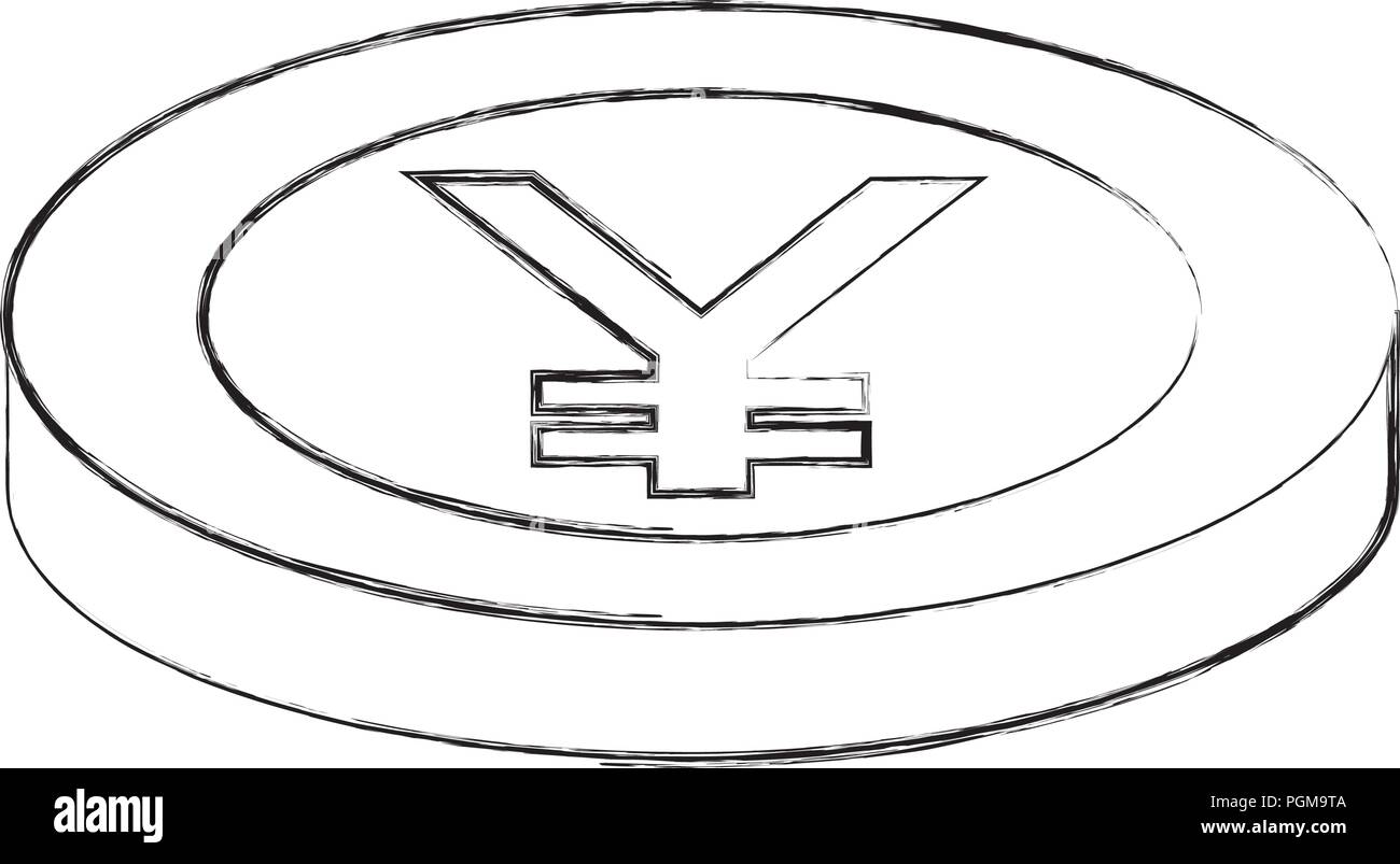 currency yen coin money japanese isometric vector illustration hand ...