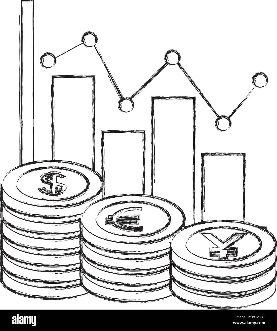 statistics chart currency money coins dollar yen euro foreign exchange ...