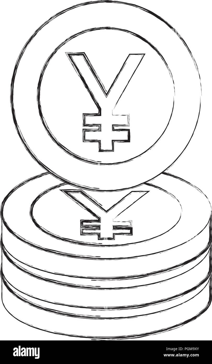 stacked yen japanese currency coins money vector illustration hand ...