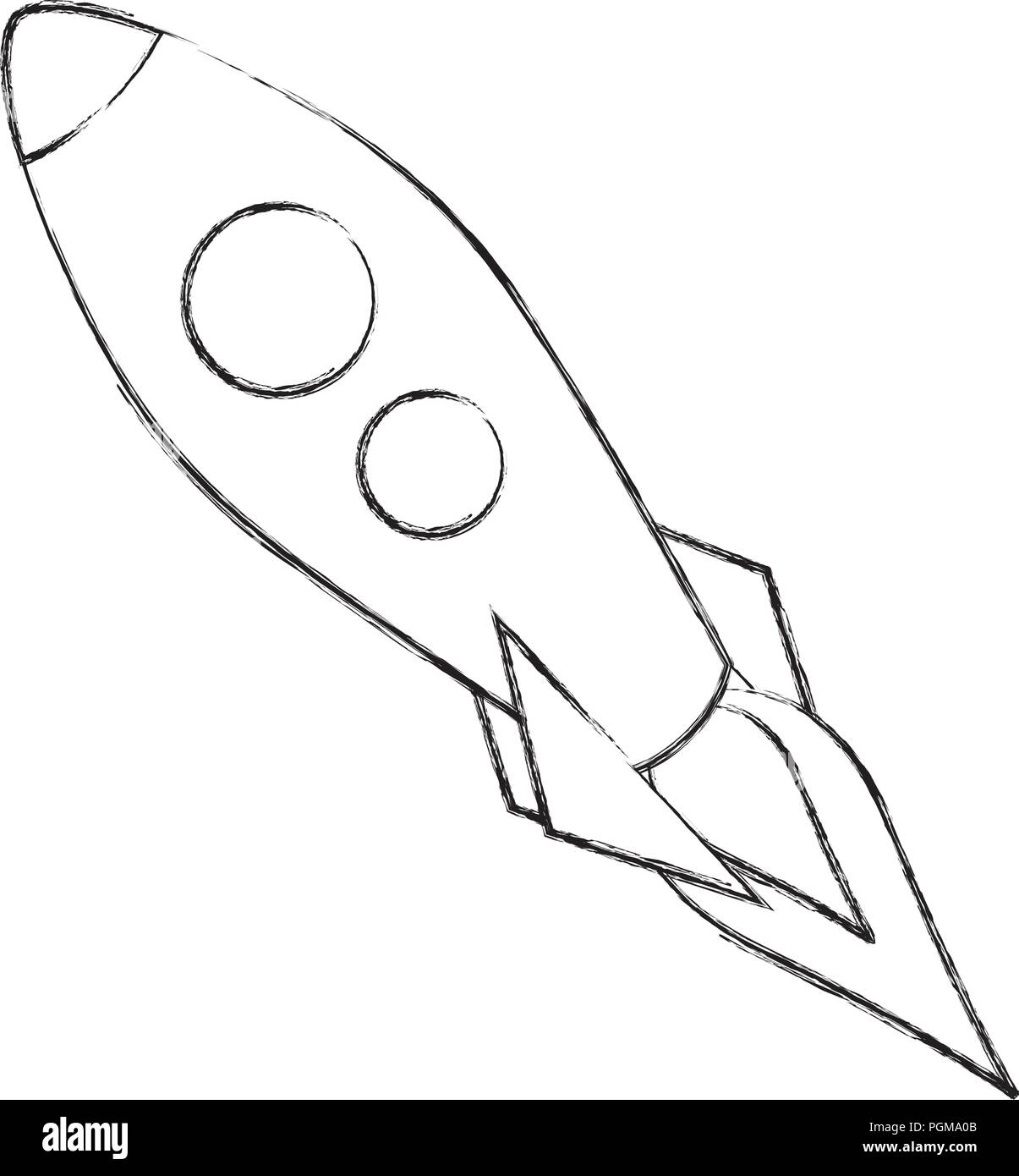 Drawing rocket launch spaceship technology Black and White Stock Photos ...