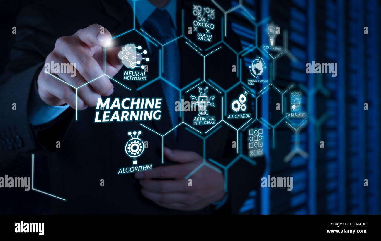 Machine learning technology diagram with artificial intelligence (AI),neural network,automation ...