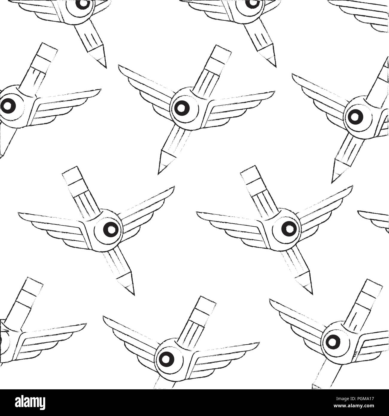 creativity pencil wing eye background pattern vector illustration hand ...