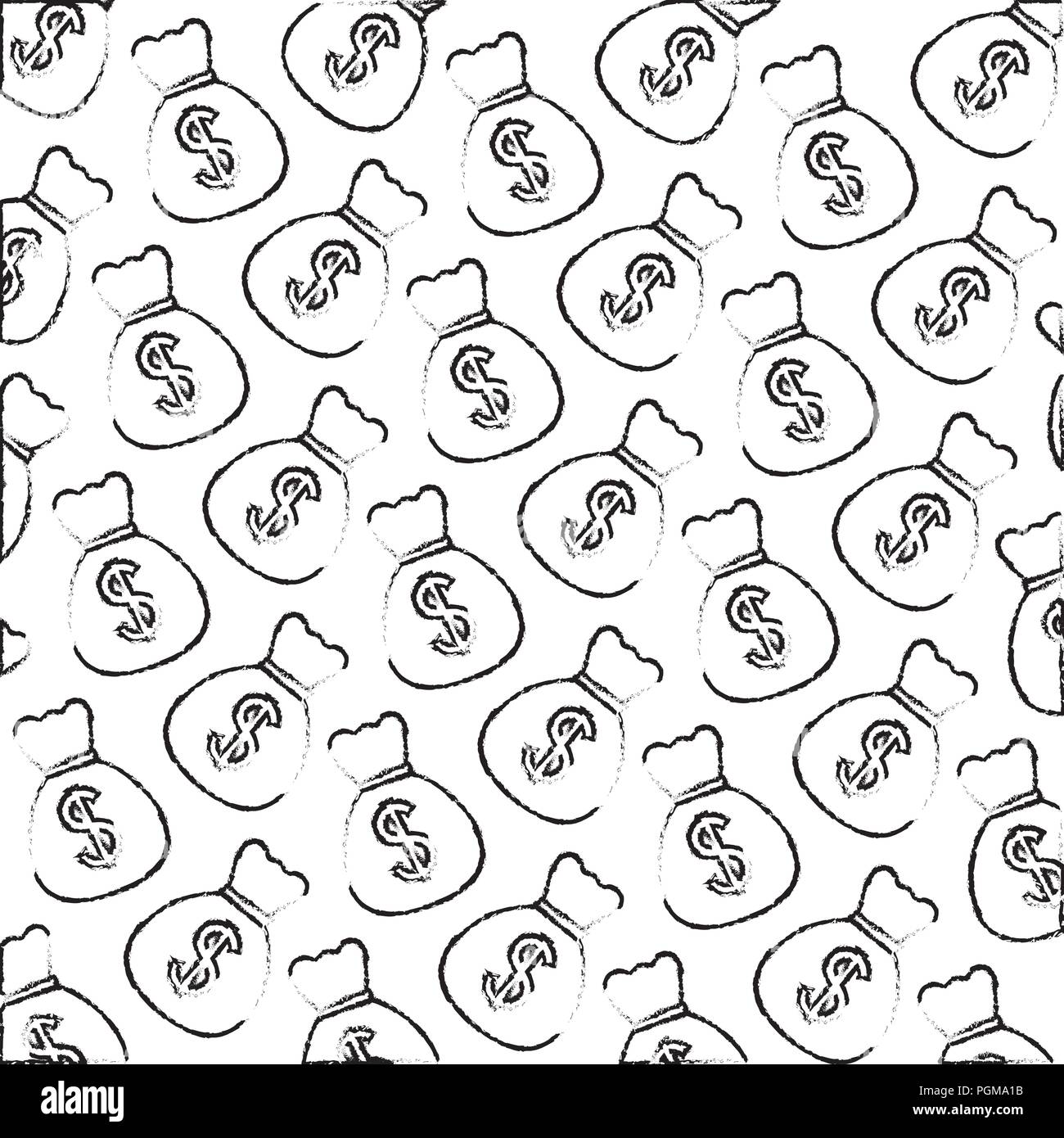 bag money dollar currency bank pattern vector illustration hand drawing ...