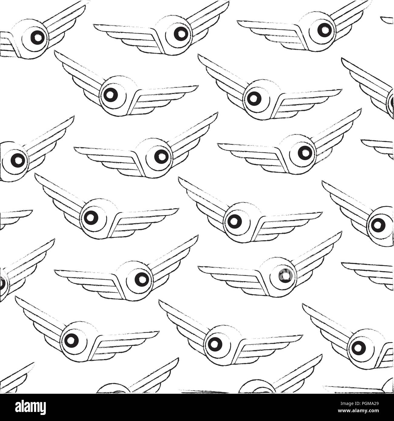 creativity wings eye pattern background vector illustration hand ...