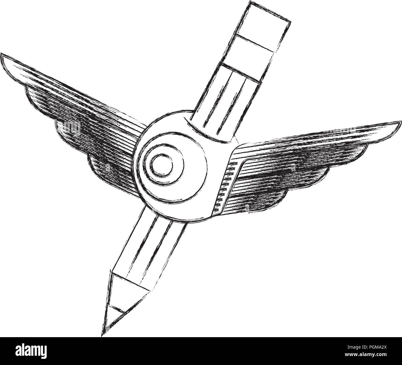 creativity wings pencil innovation idea vector illustration hand ...