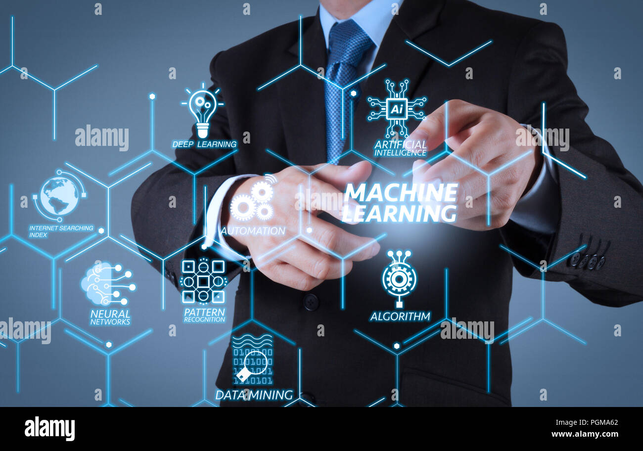 Machine learning technology diagram with artificial intelligence (AI ...
