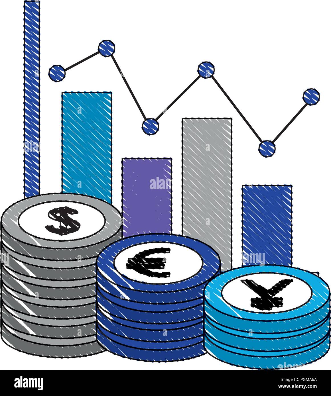 statistics chart currency money coins dollar yen euro foreign exchange ...