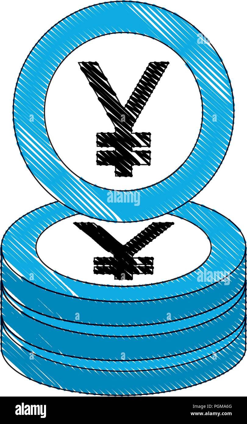stacked yen japanese currency coins money vector illustration Stock ...