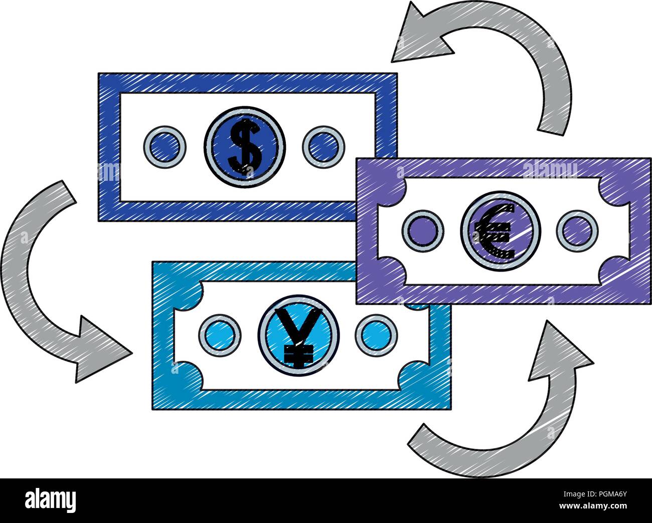 banknote currency business foreign exchange vector illustration Stock ...