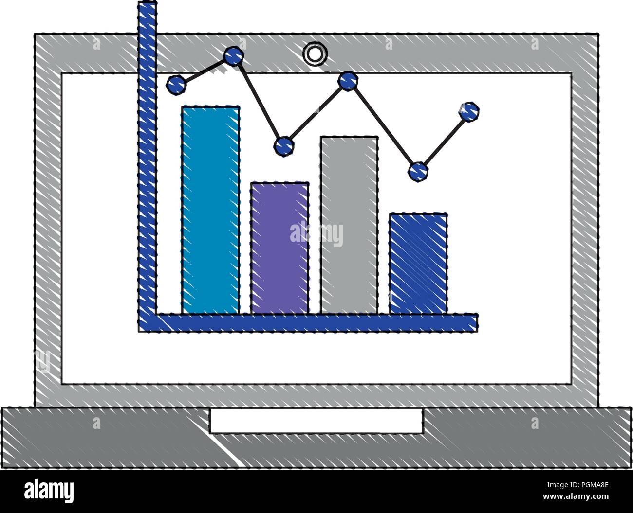 laptop computer statistics chart business vector illustration Stock Vector Image & Art - Alamy