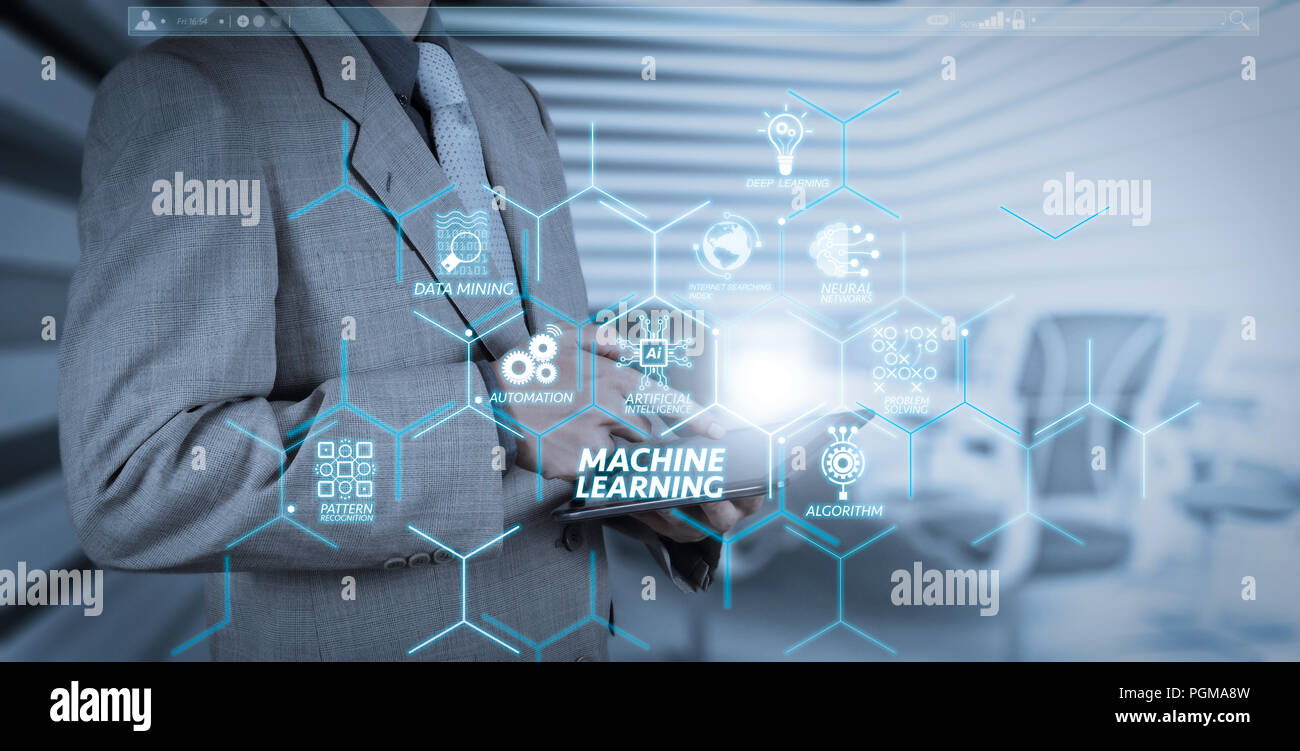 Machine learning technology diagram with artificial intelligence (AI ...