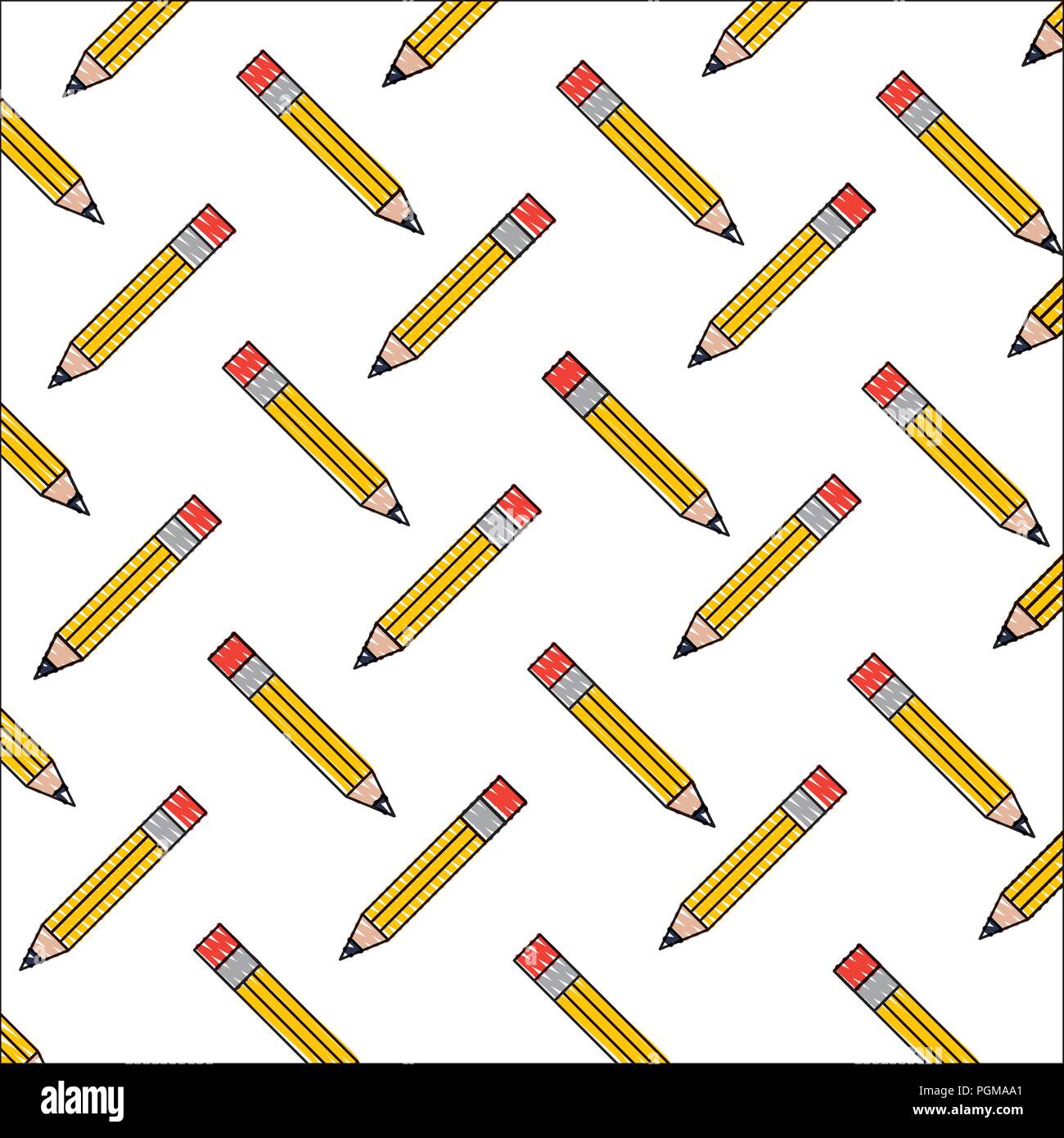 wooden pencil school creativity pattern vector illustration Stock ...