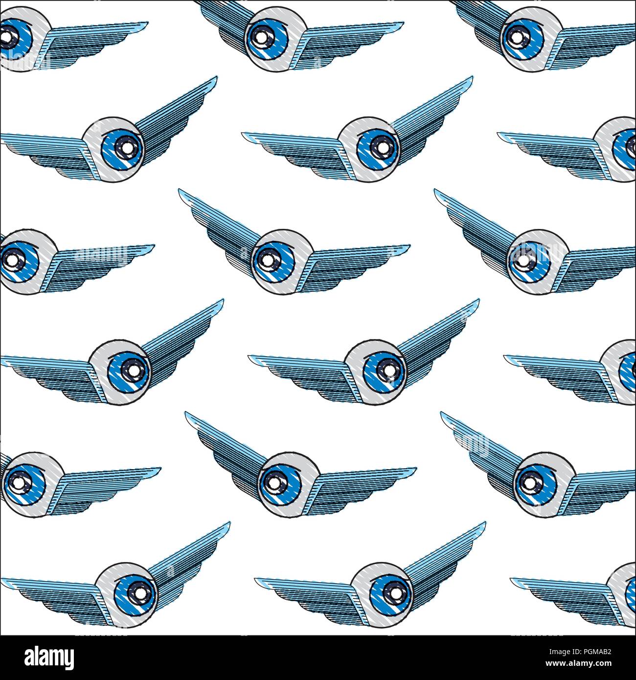 creativity wings eye pattern background vector illustration Stock ...