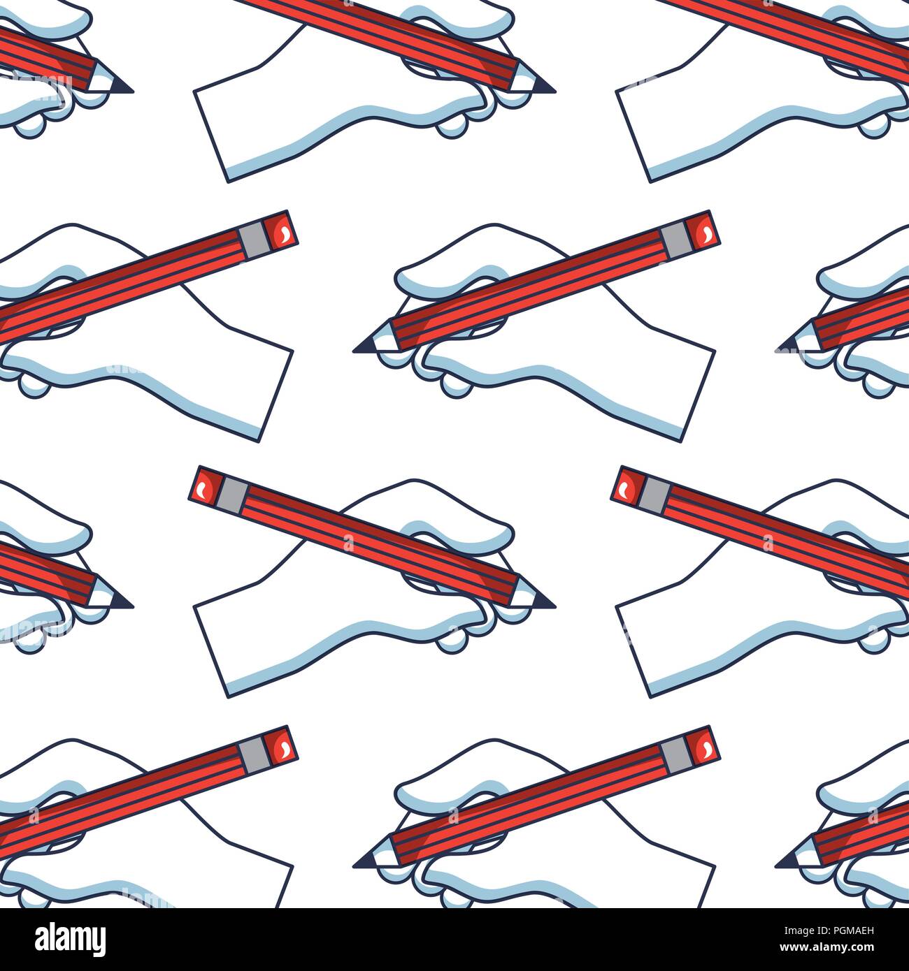 hands holding pencil creativity design pattern vector illustration ...