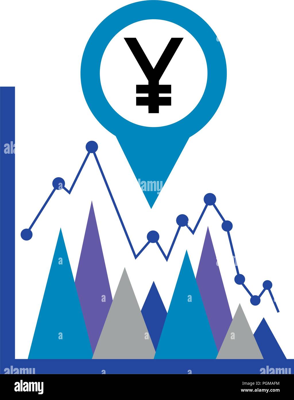 business statistics yen currency pin location foreign exchange vector ...