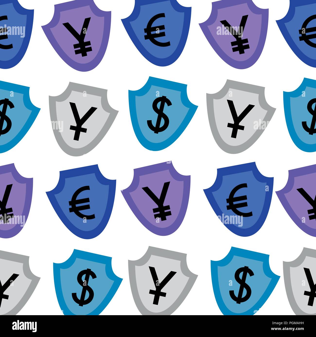 currency shield yen dollar euro symbol foreign exchange pattern vector ...
