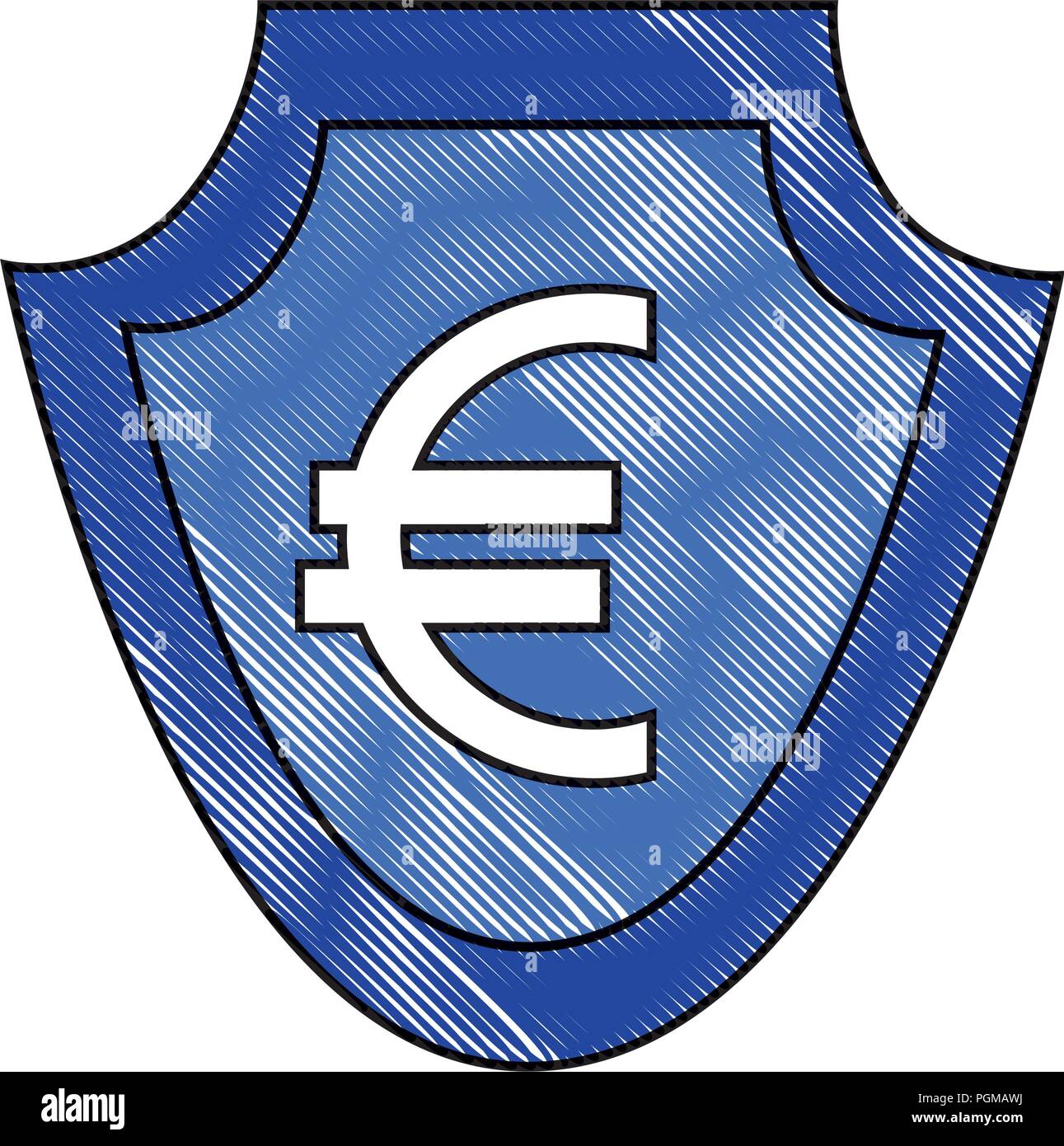 shield with euro symbol isolated icon vector illustration design Stock ...