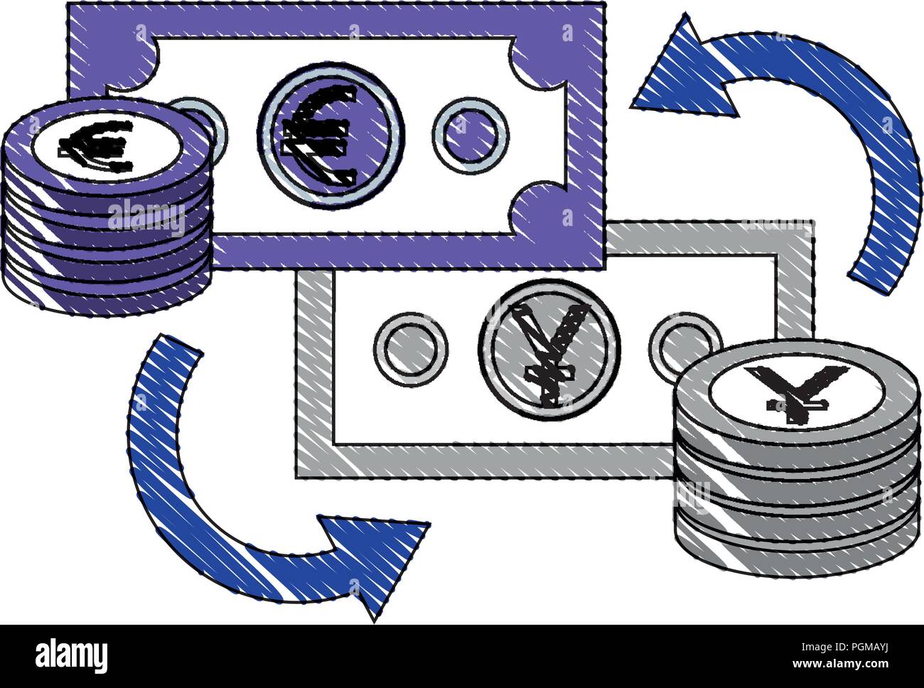 international money with arrows isolated icon vector illustration ...