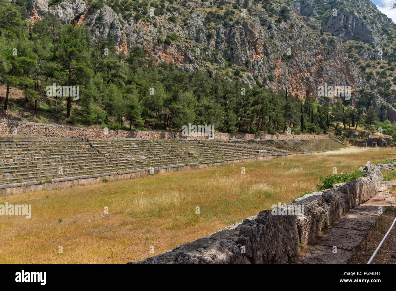 Panoramic view of Stadium at Ancient Greek archaeological site of ...