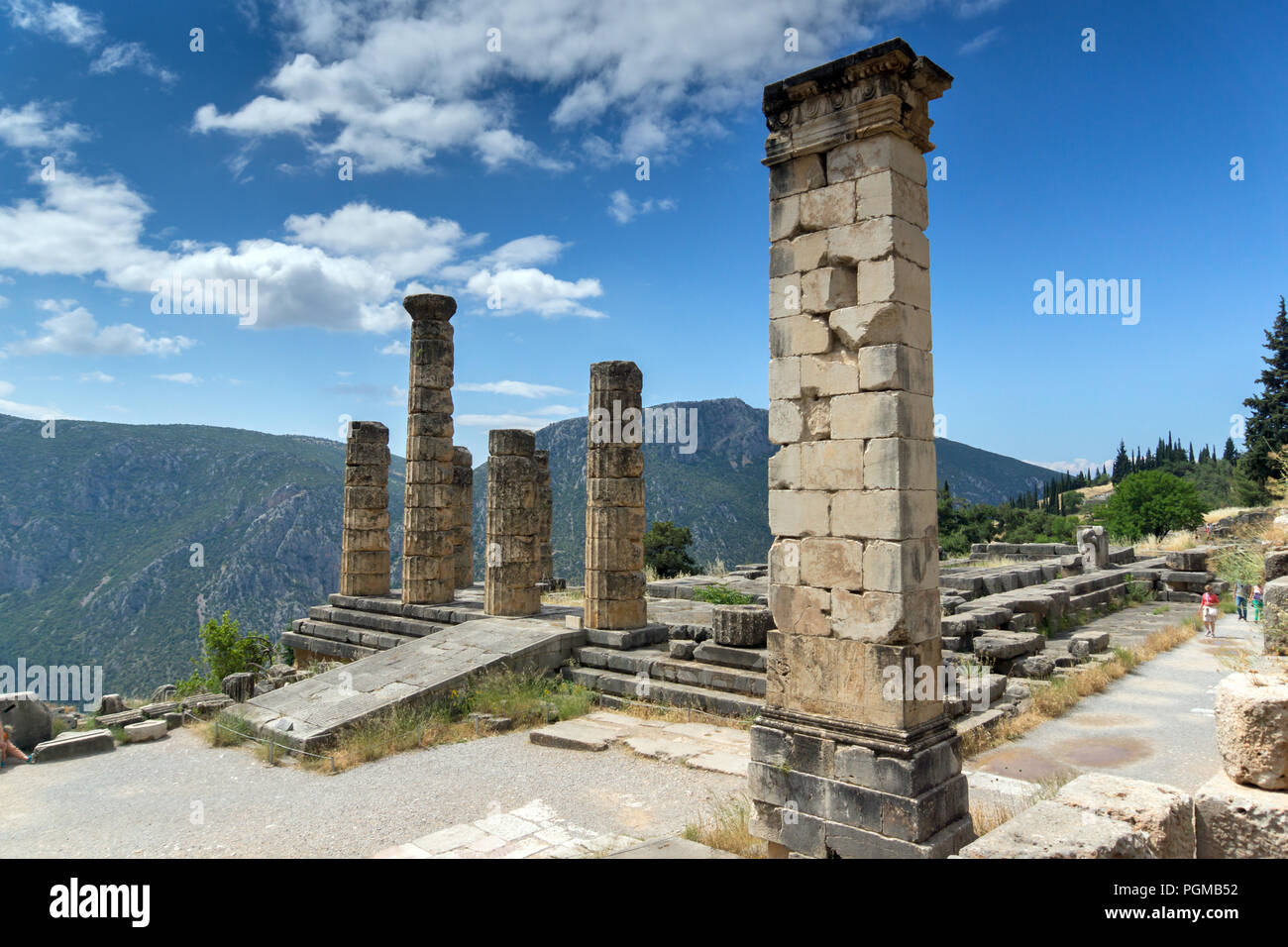 Ancient Columns in Greek archaeological site of Delphi, Central Greece ...