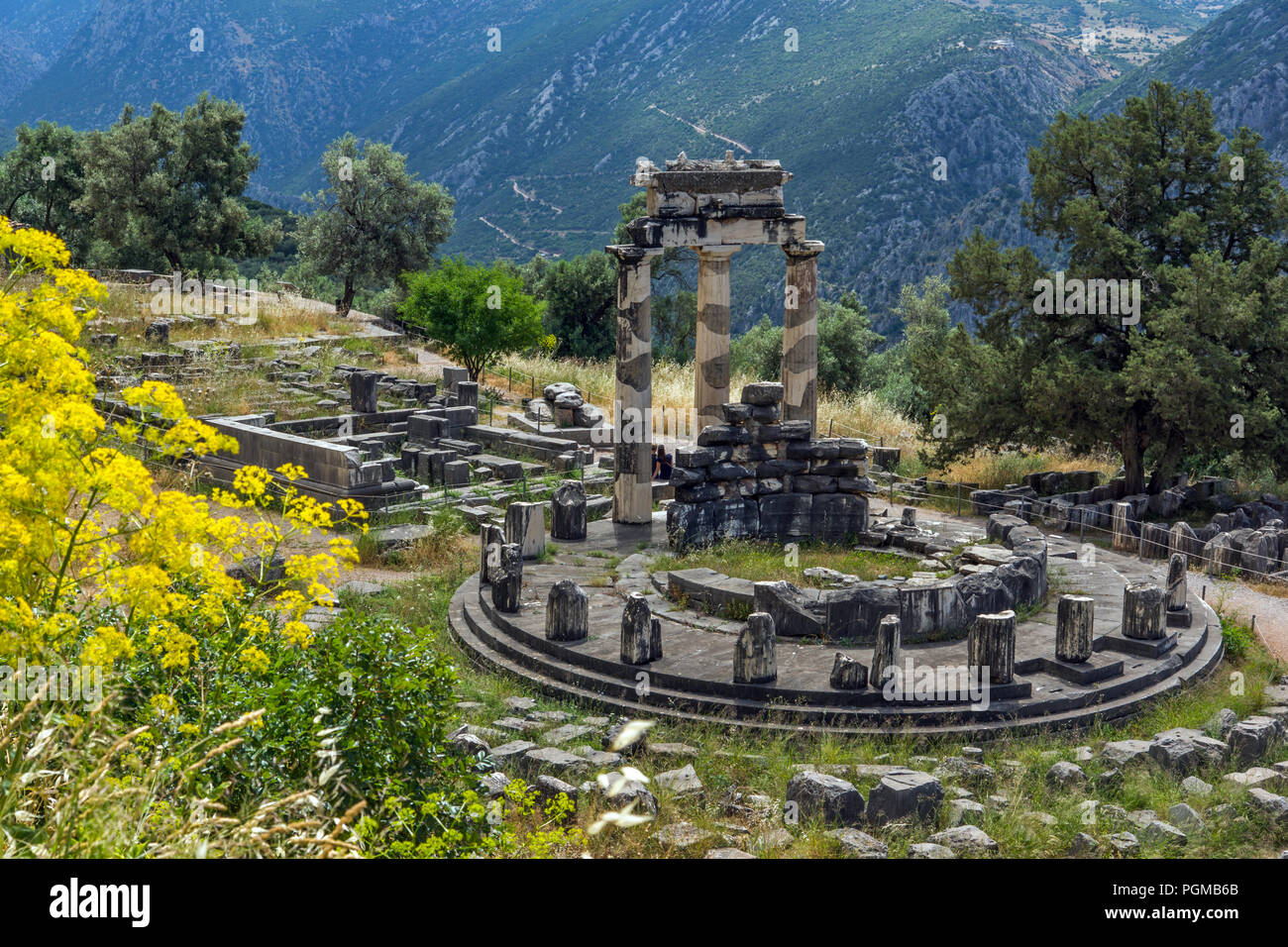 Amazing view of Ruins and Athena Pronaia Sanctuary at Ancient Greek ...