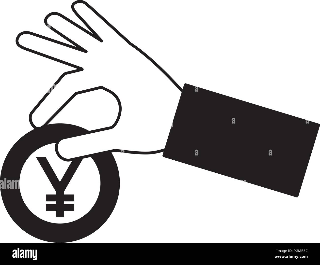 hand holding coin yen currency money vector illustration Stock Vector ...