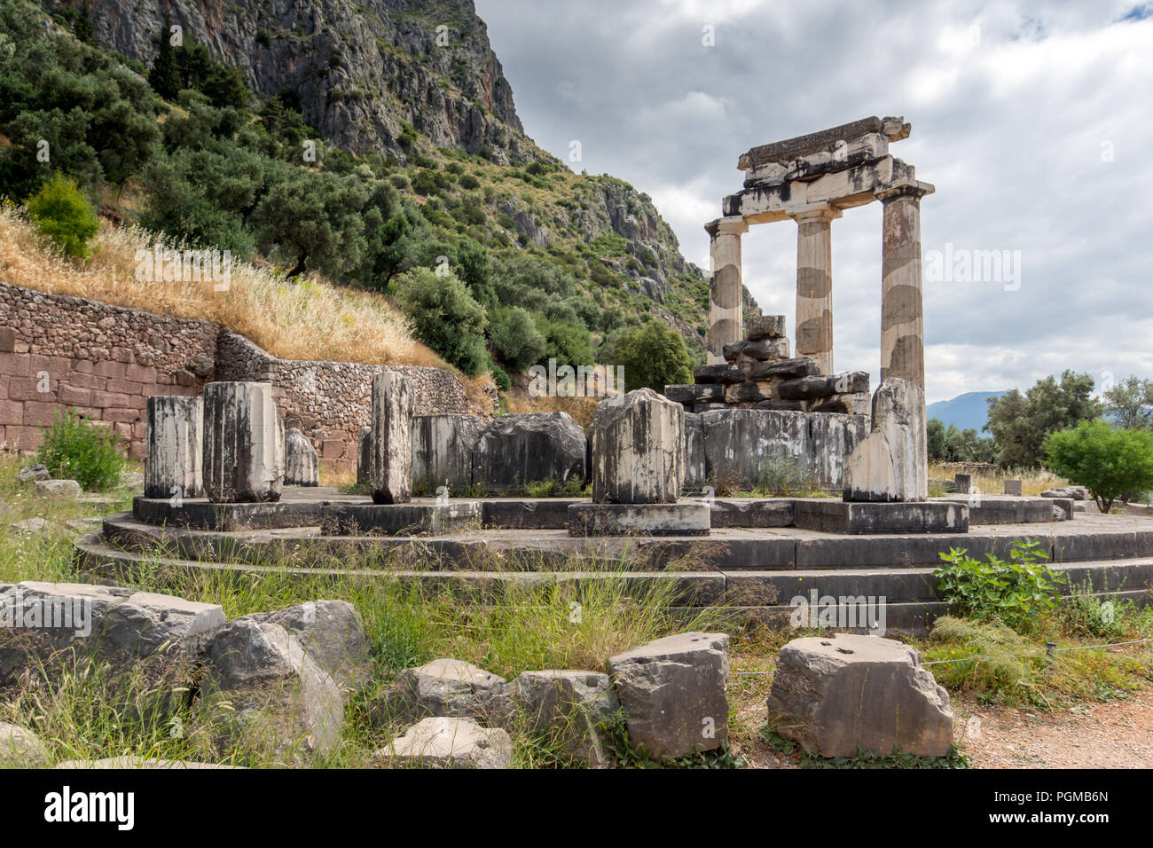 Amazing view of Ruins and Athena Pronaia Sanctuary at Ancient Greek ...